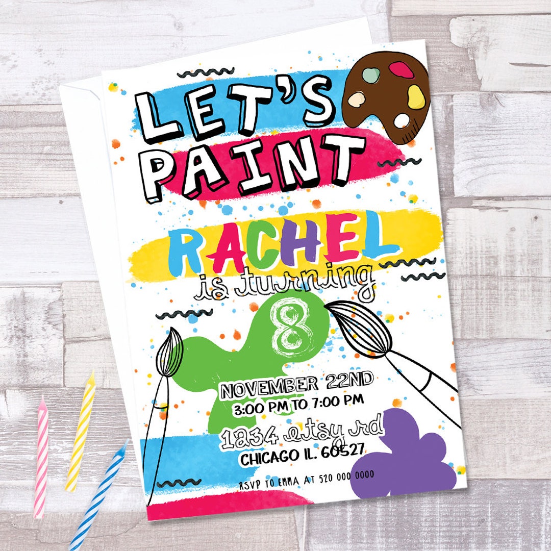 ART BIRTHDAY INVITATION, Art Birthday Invitation, Art Party, Kids Art ...