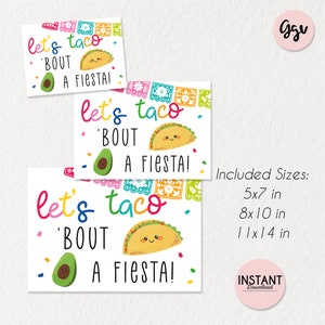 Let's Taco About a Fiesta Sign, Mexican Fiesta Taco Printable Sign ...