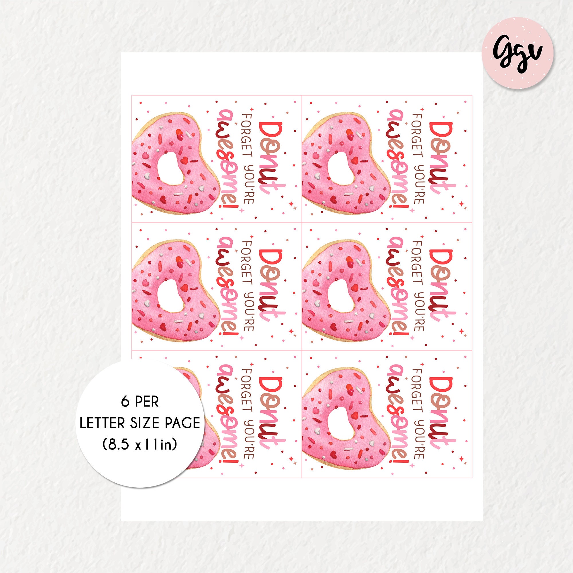 Donut Valentine's Day Printable Tags Heart Shaped Donuts | Etsy