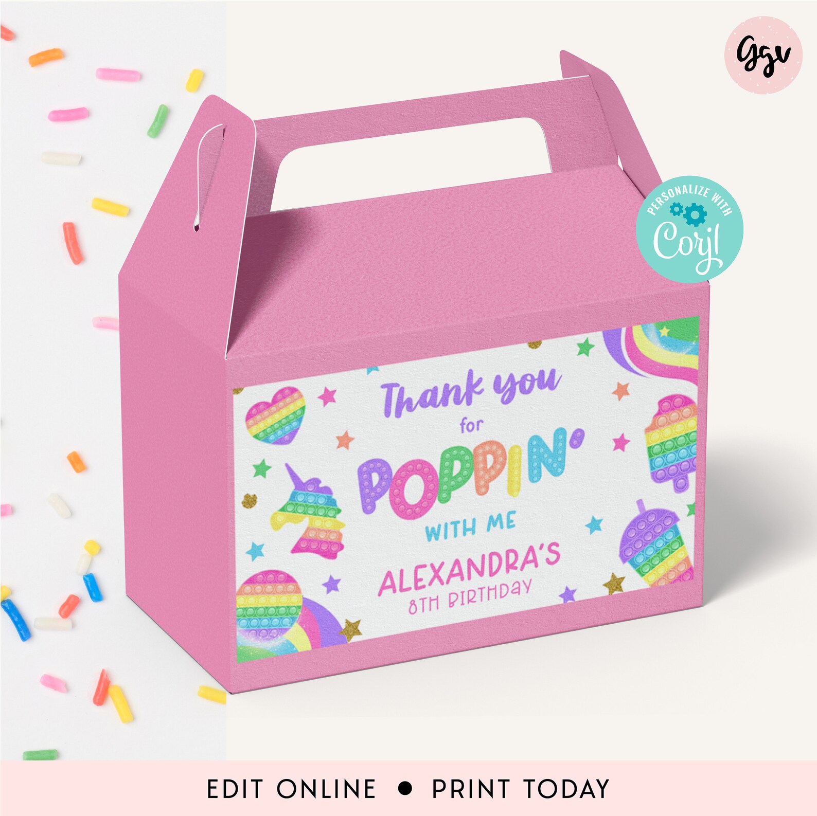 POP IT Fidget Toy Birthday Party Favor Tag Editable Pop It - Etsy