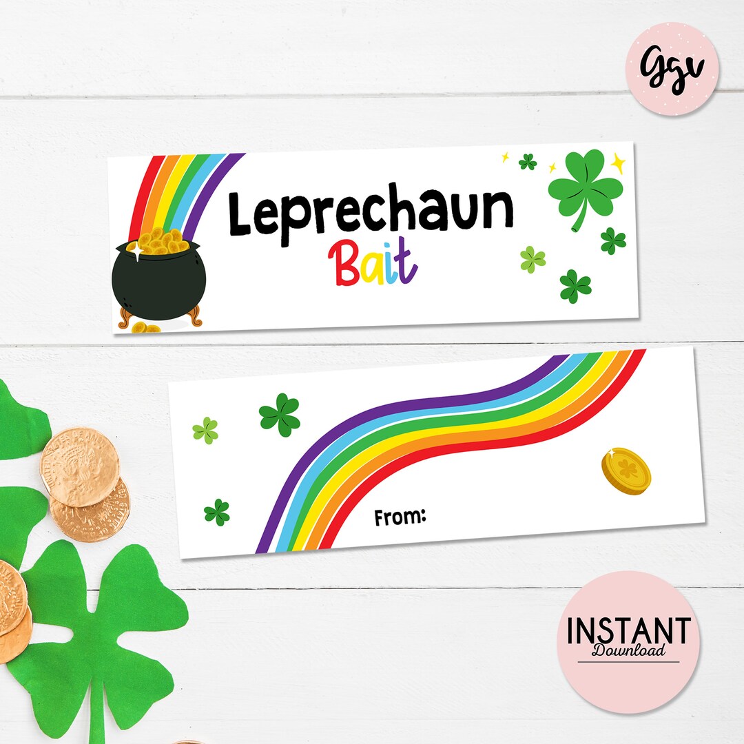 Leprechaun Bait Printable Bag Topper, St Patricks Treat Topper, Instant ...