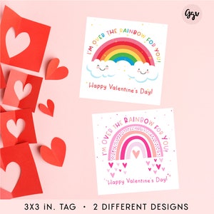 Printable Rainbow Valentine's Day Tags, I'm Over the Rainbow for You ...