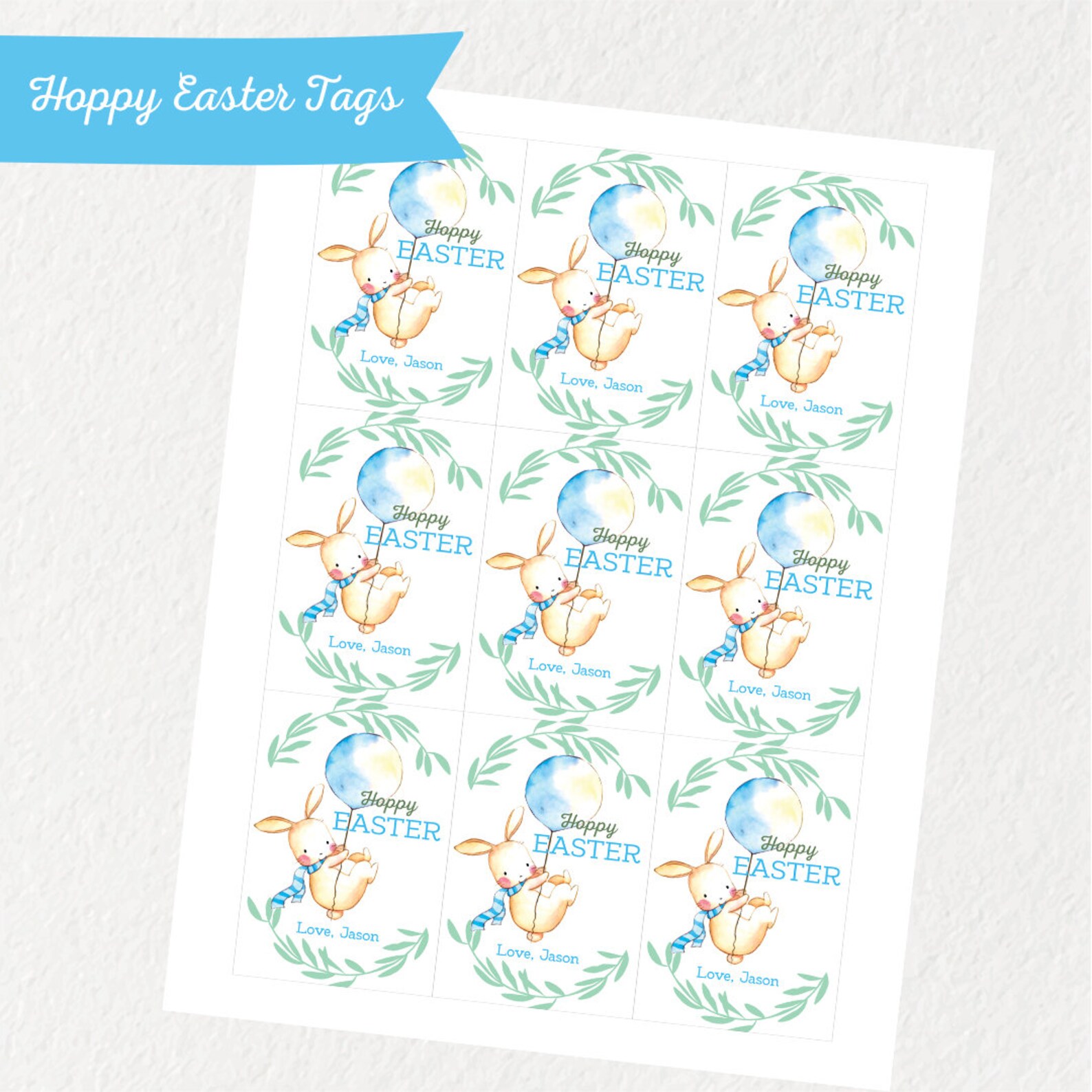 Hoppy Easter Bunny Tags Personalized Easter Tags Printable | Etsy