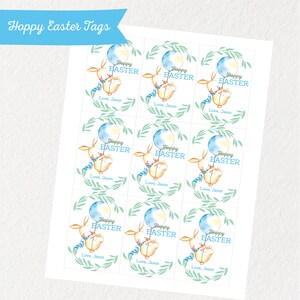 Hoppy Easter Bunny Tags, Personalized Easter Tags, Printable Easter ...