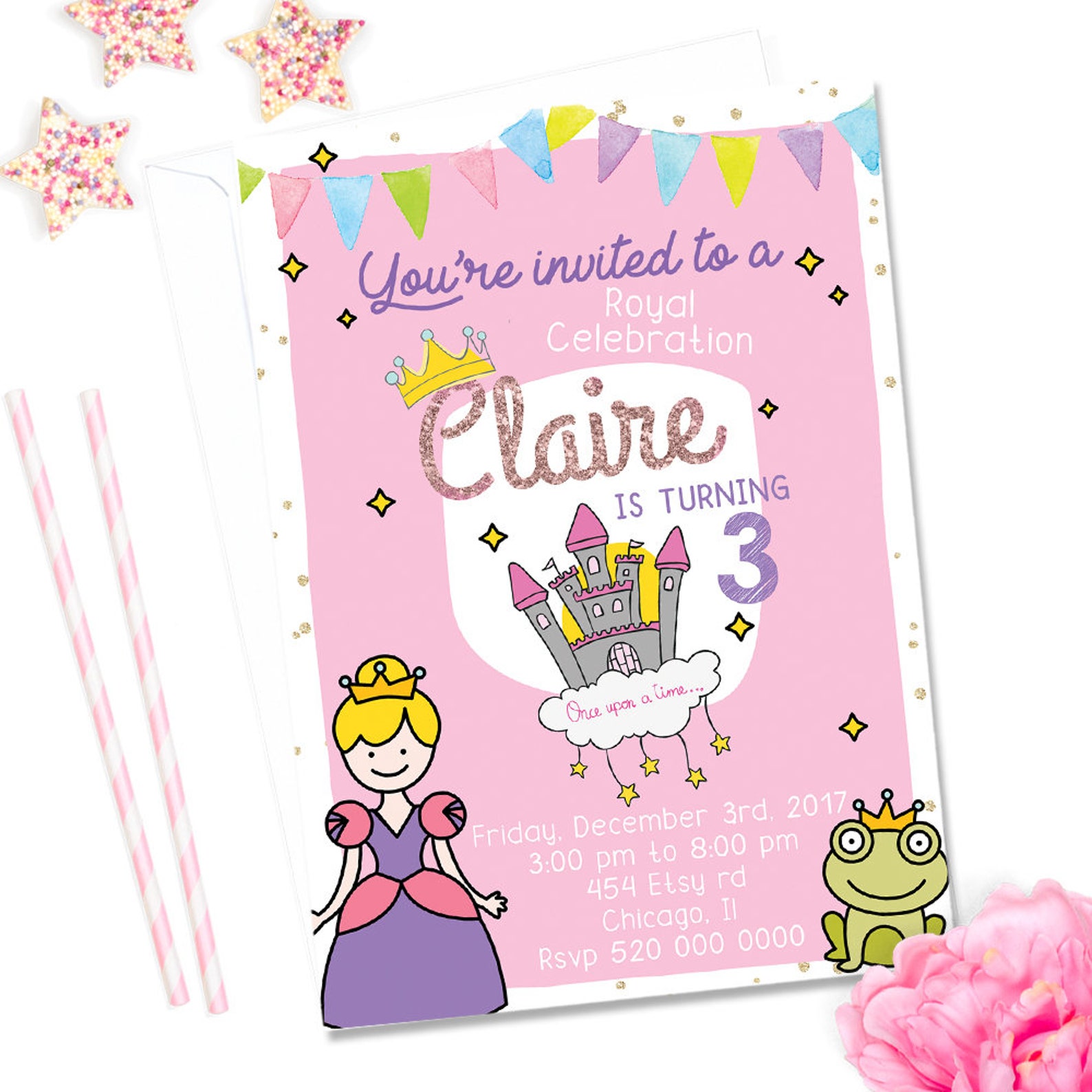 Princess Birthday Invitation, Princess Party, Princess Birthday ...