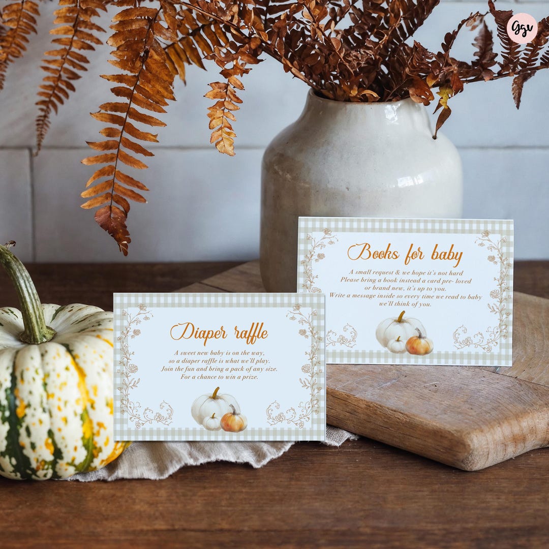 Little Pumpkin Baby Shower Books for Baby & Diaper Raffle Cards: Fall ...