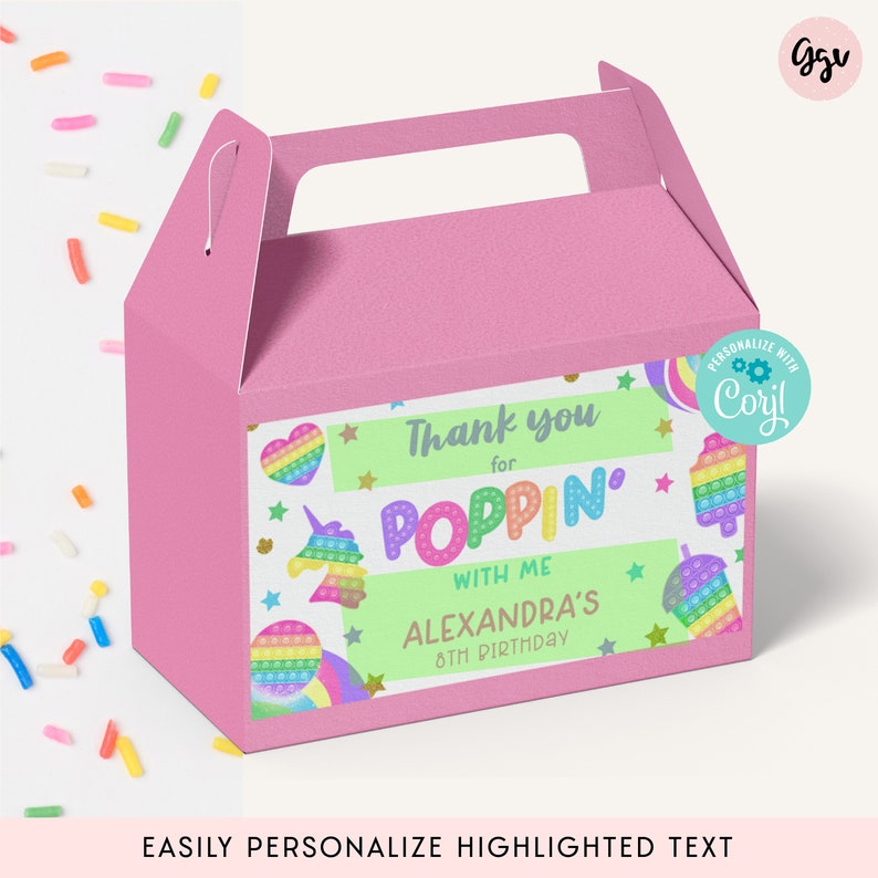 POP IT Fidget Toy Birthday Party Favor Tag Editable Pop It - Etsy