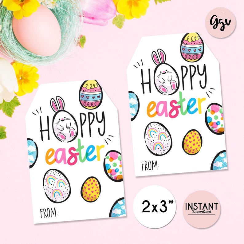 Hoppy Easter Bunny Printable Tags Easter Basket Gift Tags - Etsy