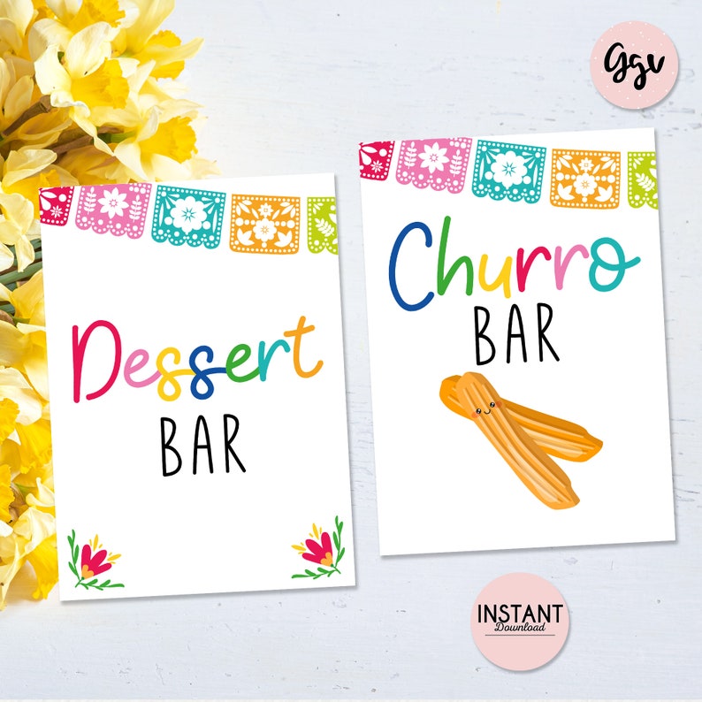Mexican Fiesta Food Bar Signs Printable Taco Bar Sign Churro - Etsy