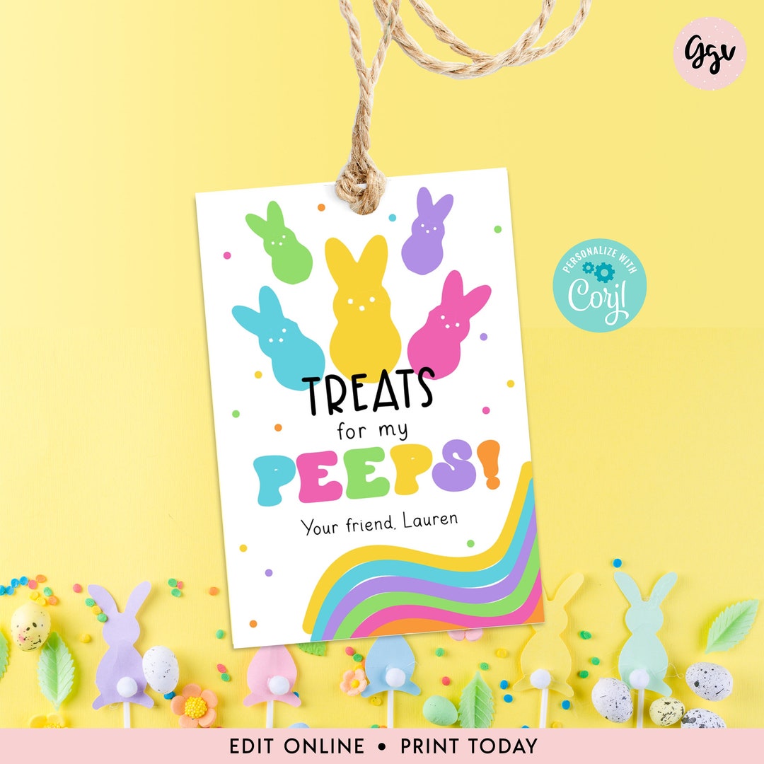 Treats for My Peeps Editable Tags, Easter Peeps Printable Tags, Peeps ...