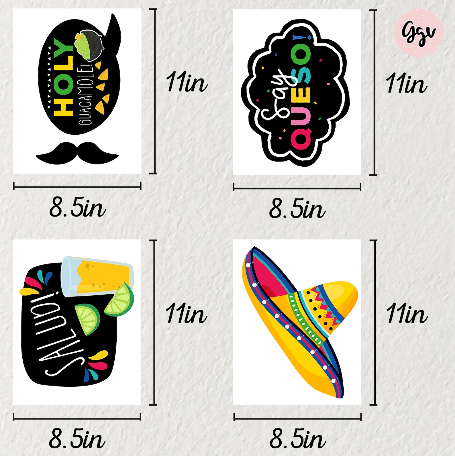 Mexican fiesta props fiesta photobooth props printable | Etsy