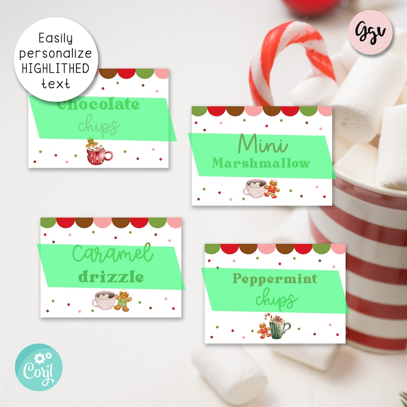 Editable Hot Cocoa Bar Toppings Label Tents (digital Download) - Etsy