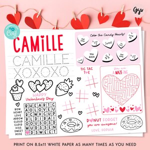 Editable Kids Valentine's Day Activity Placemat, Valentine's Party ...