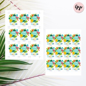 Editable Tropical Pool Party Favor Tags, Pool Party Thank You Printable ...