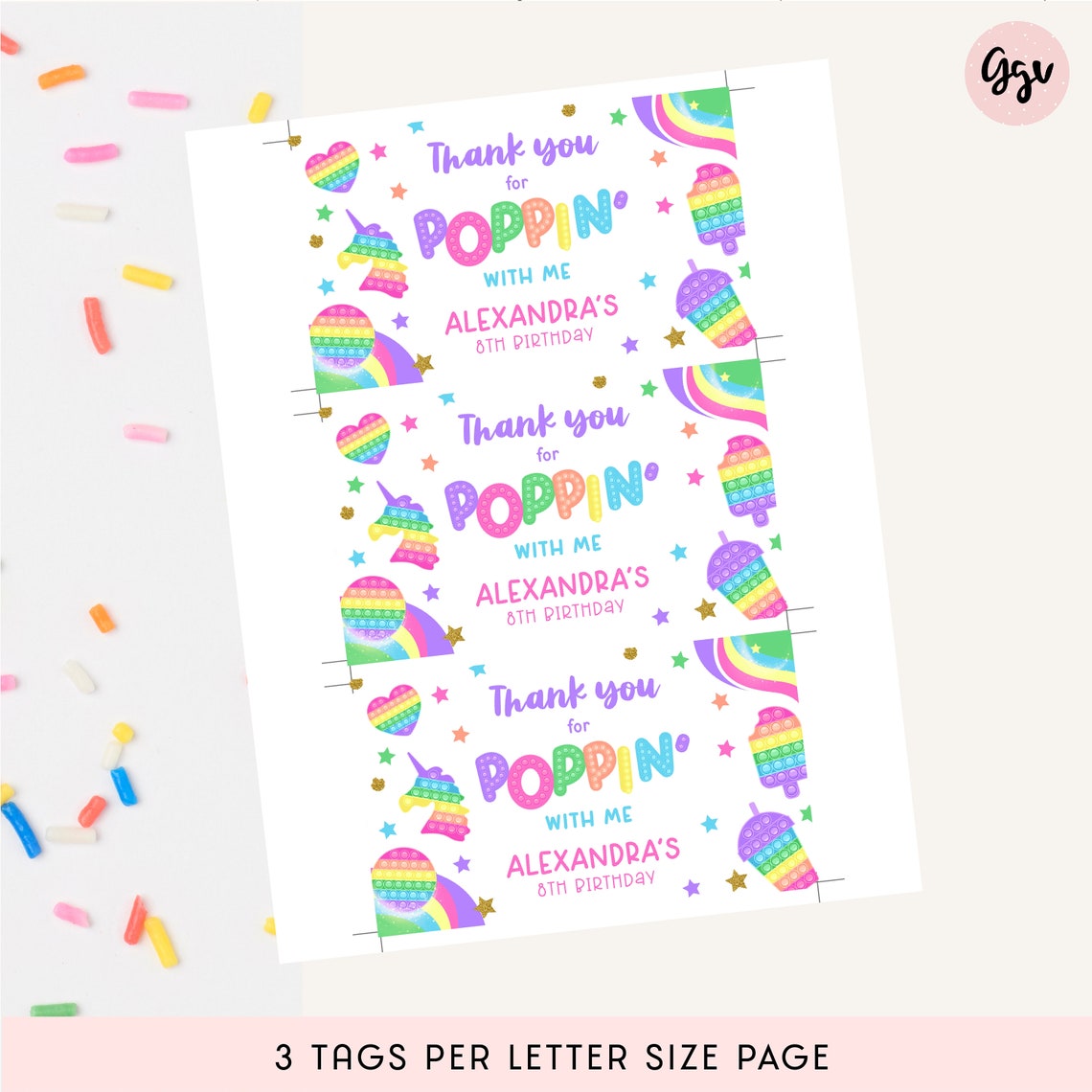 POP IT Fidget Toy Birthday Party Favor Tag Editable Pop It - Etsy