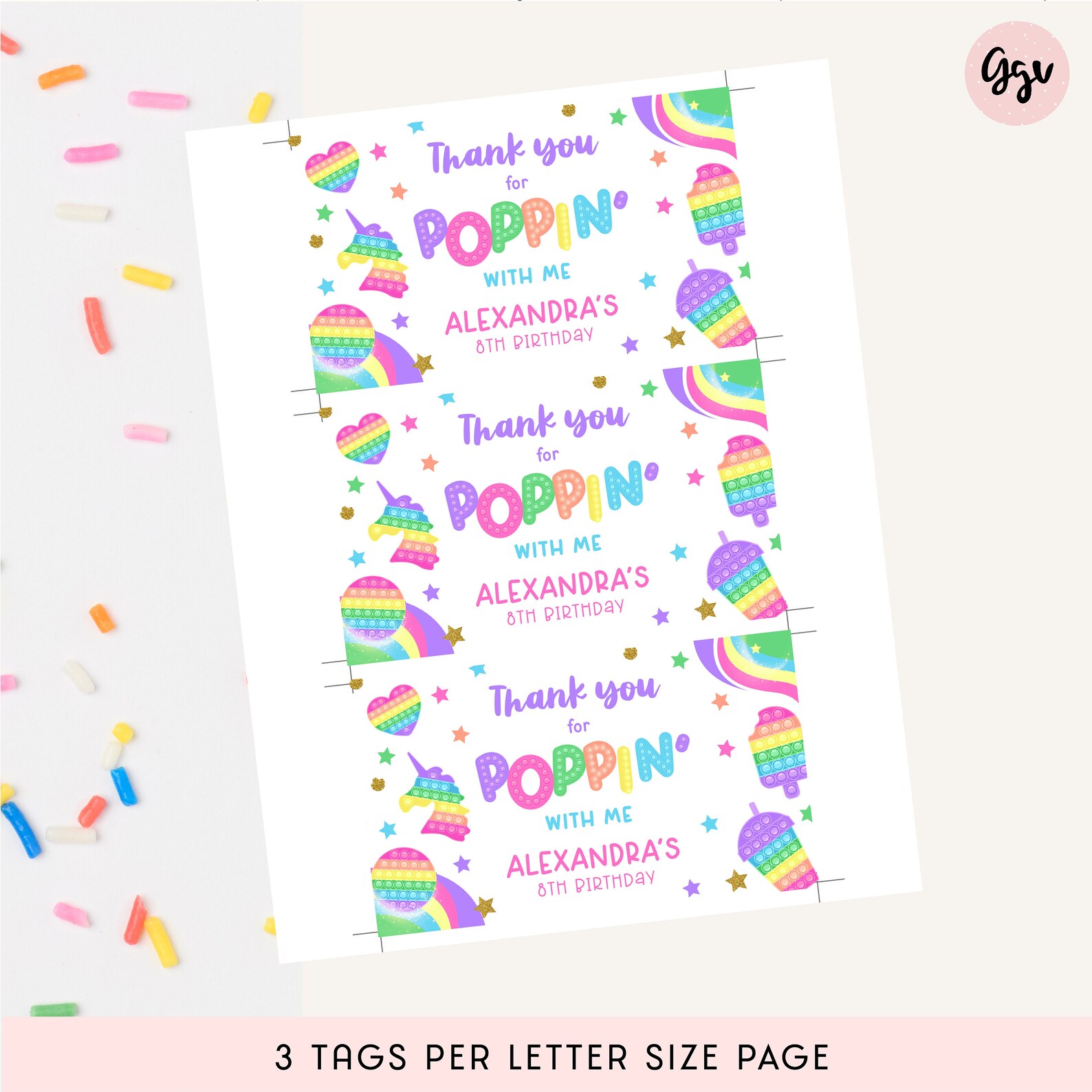 POP IT Fidget Toy Birthday Party Favor Tag Editable Pop It - Etsy