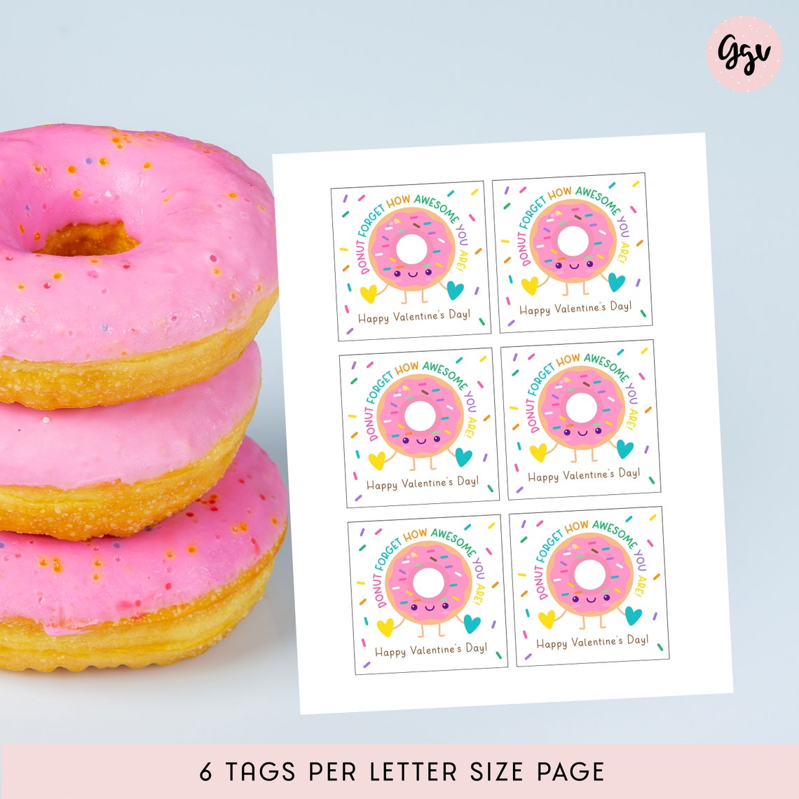 Donut Valentine's Day Printable Tags Donut Forget How - Etsy