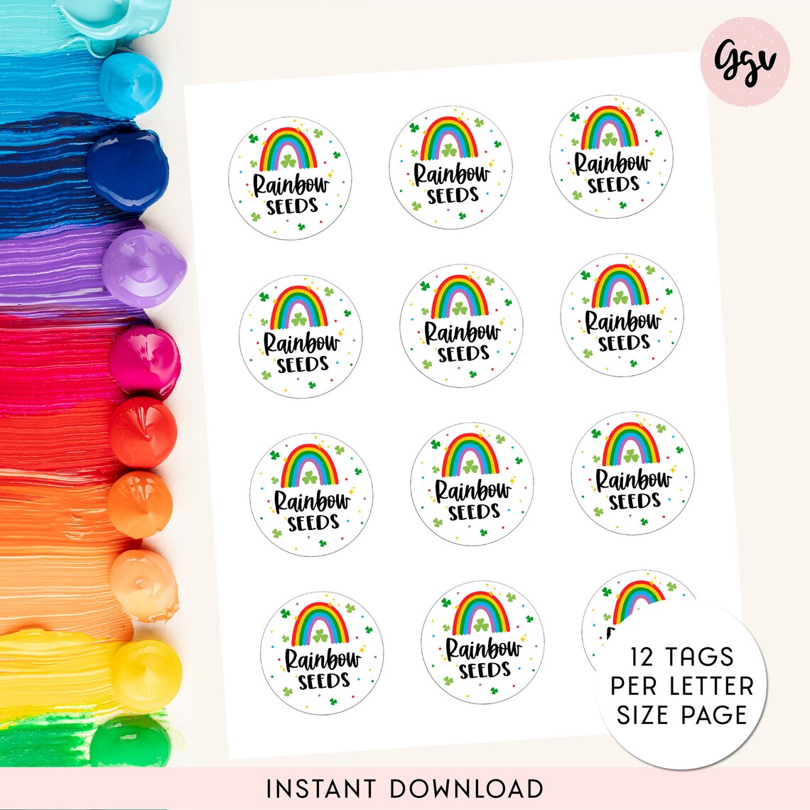 St. Patricks Day Rainbow Seeds Printable Tag St. Patricks - Etsy
