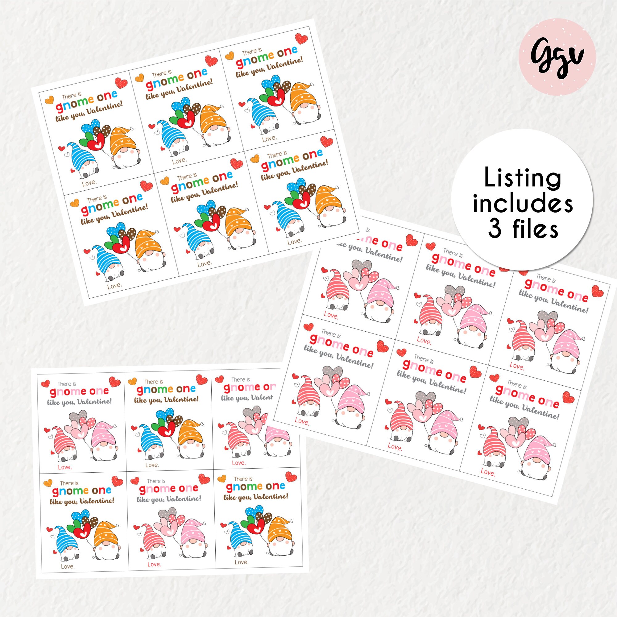 Gnome One Like You Printable Tag Valentine's Day Gift | Etsy