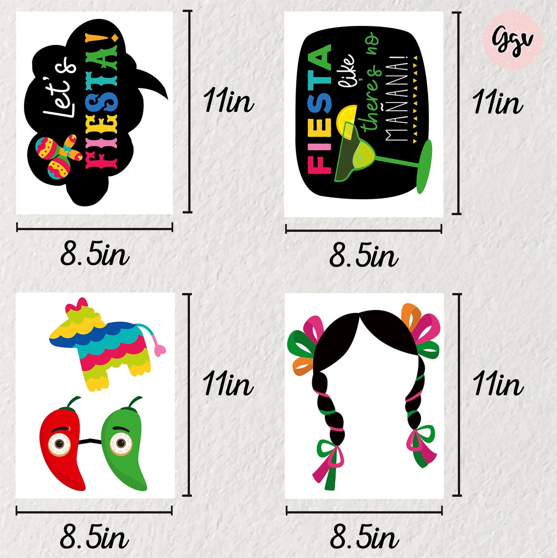 Mexican fiesta props fiesta photobooth props printable | Etsy