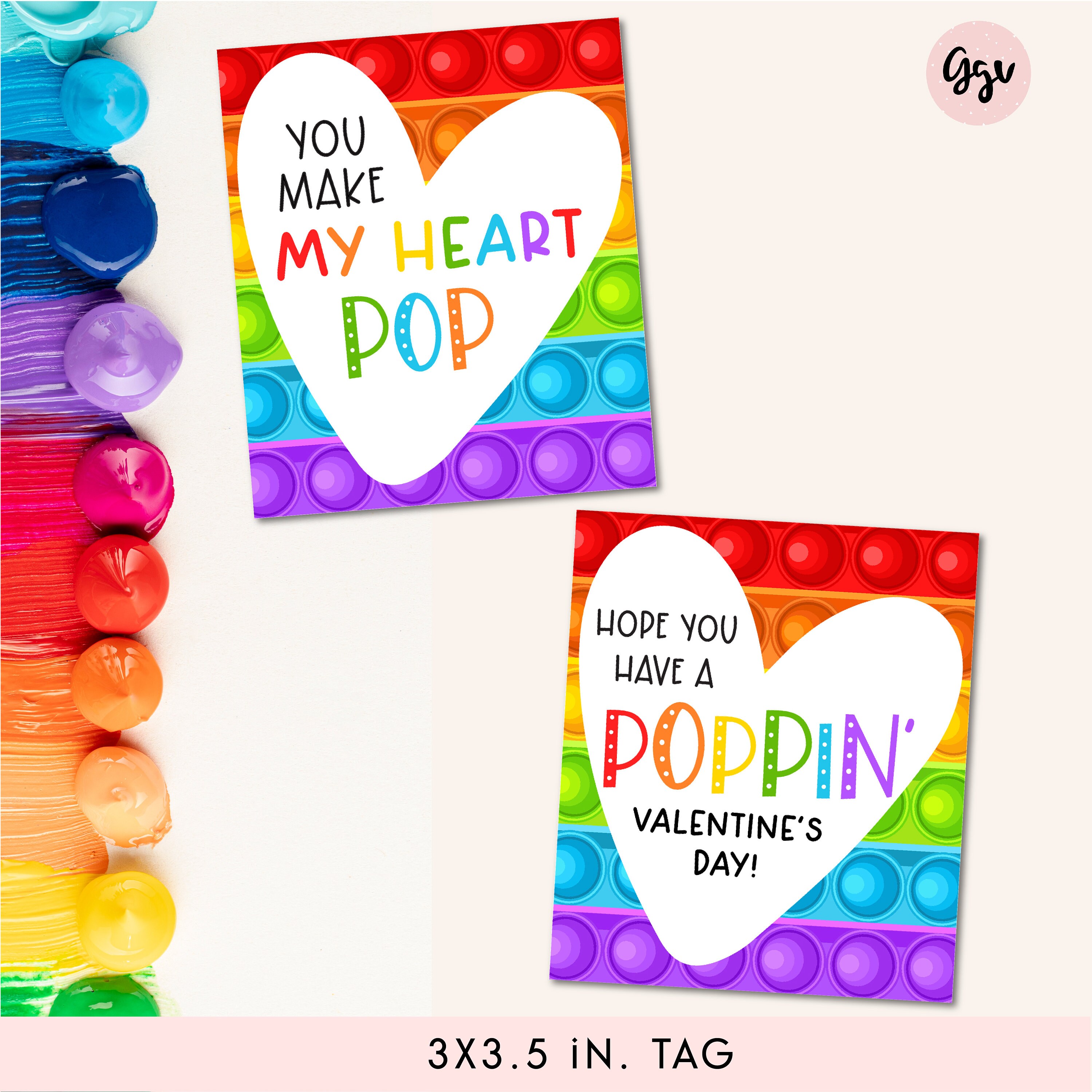 POP IT VALENTINE'S Day Printable Tag Poppin' - Etsy