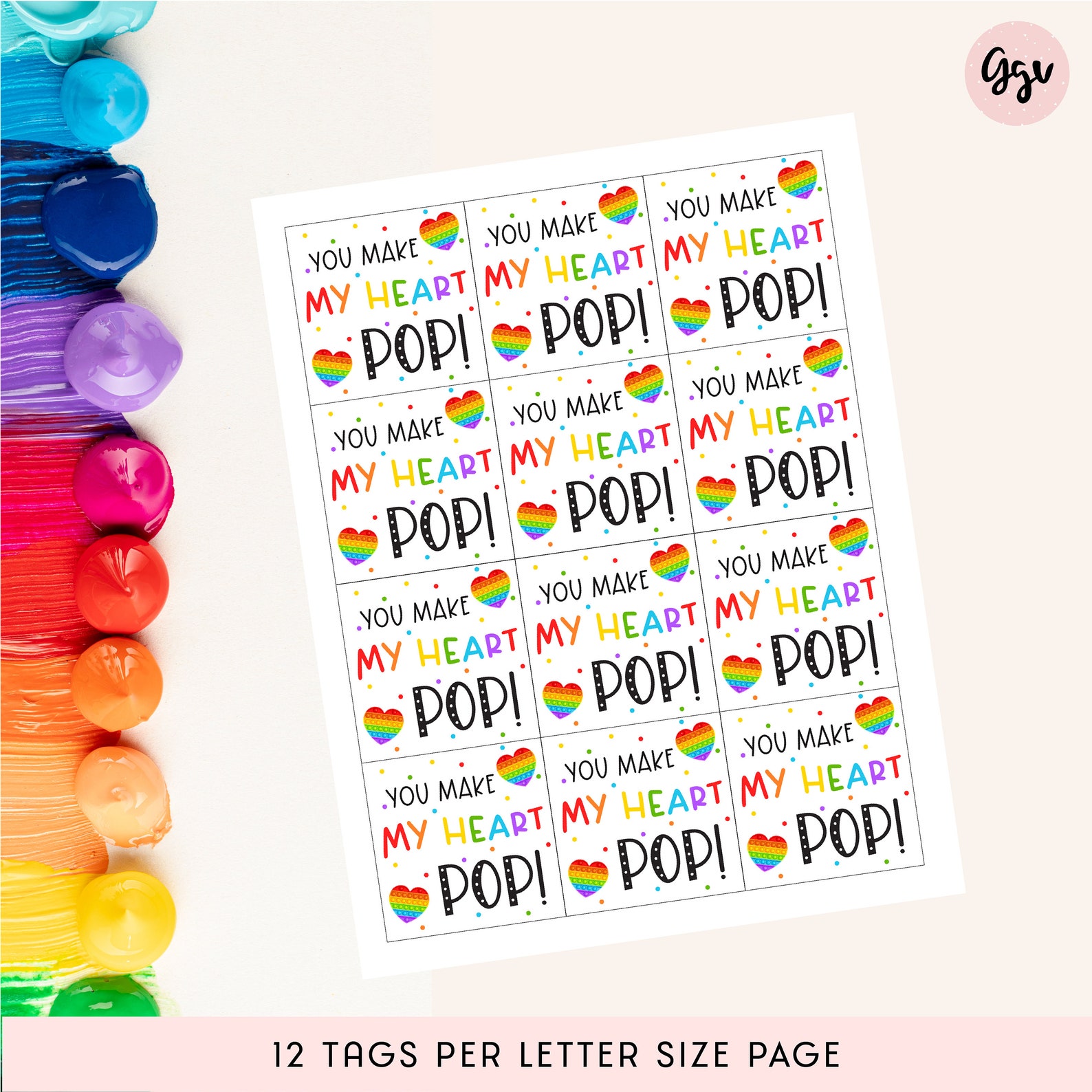POP IT Valentine's Day Tag Pop It Printable Favor Tag - Etsy