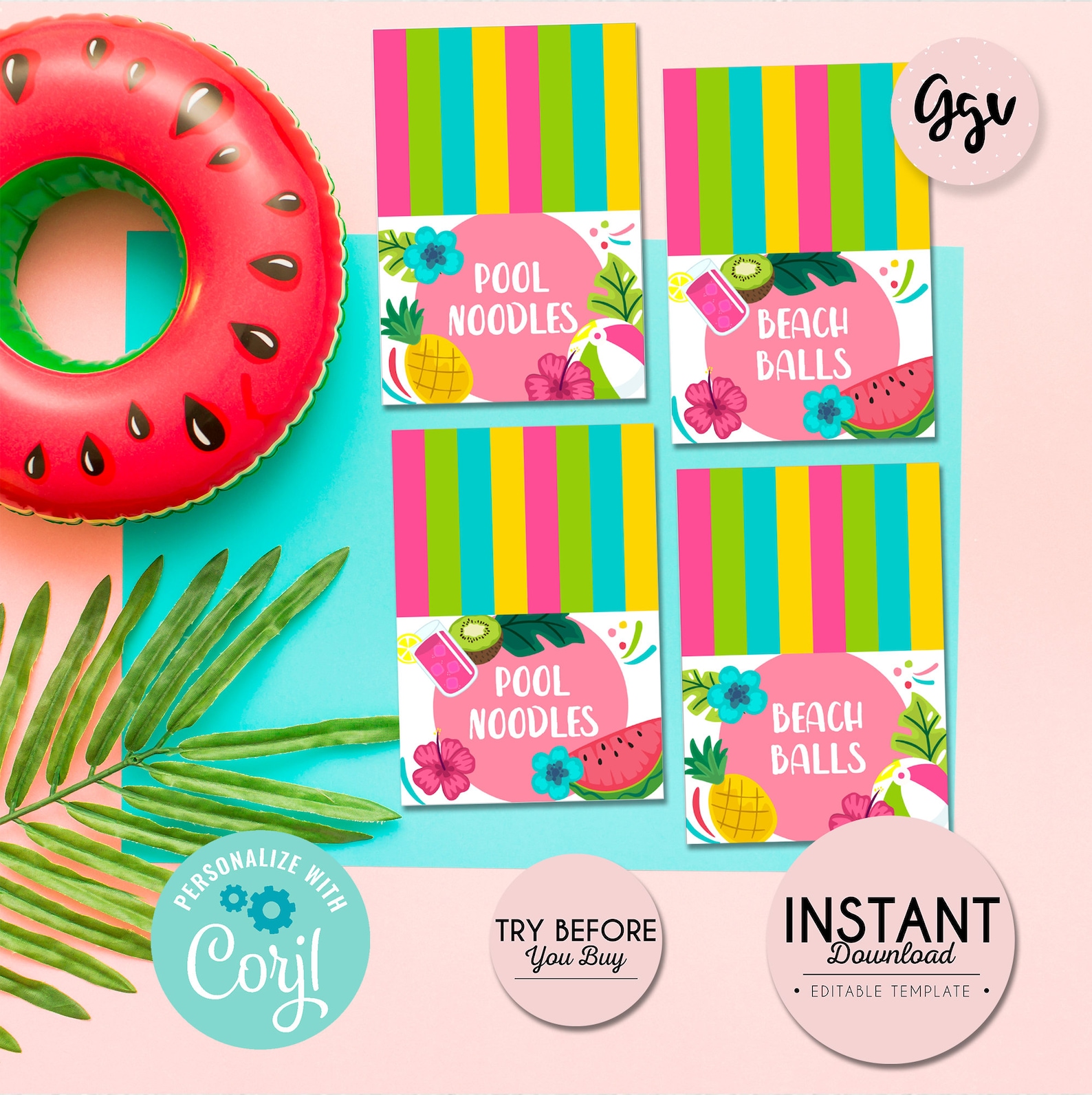 Tropical Pool Party Food Labels Pool Party Decor Pineapple | Etsy