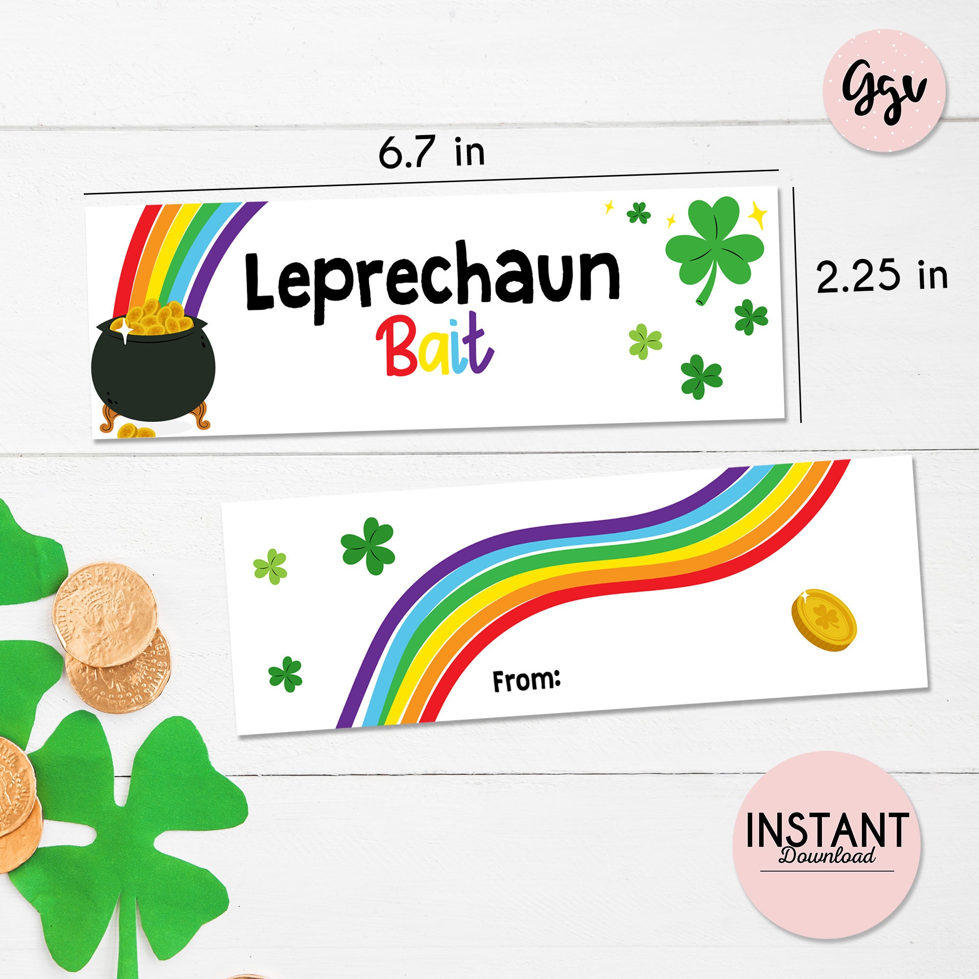 Leprechaun Bait Printable Bag Topper, St Patricks Treat Topper, Instant ...