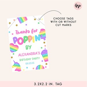 POP It Fidget Toy Party Favor Editable Tags Pastel Rainbow - Etsy