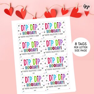 Dip Dip Hooray Valentine's Day Printable Tag, Fun Instant Download ...