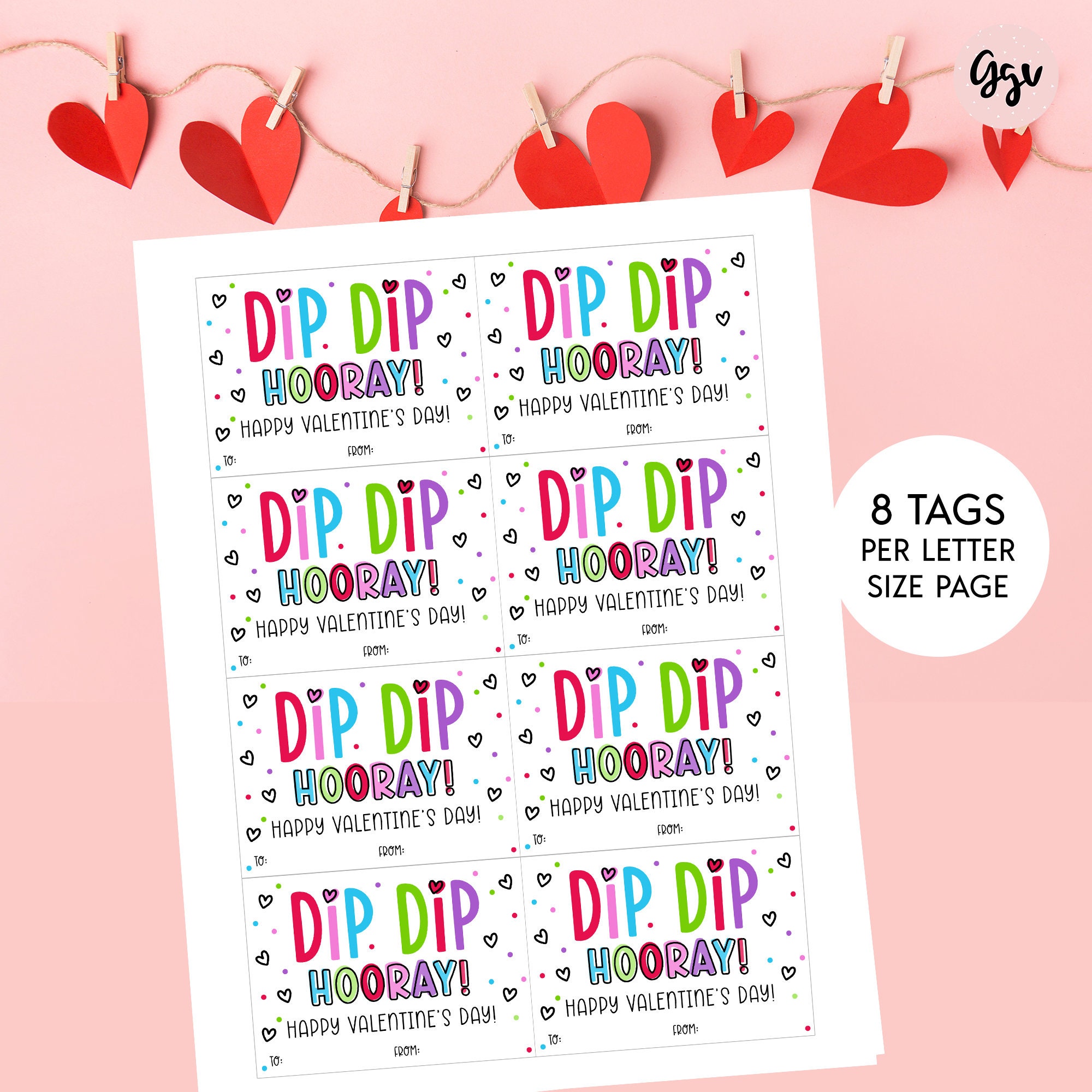 Fun Dip Valentine's Day Tags: Printable Favor Tags for Kids (instant ...