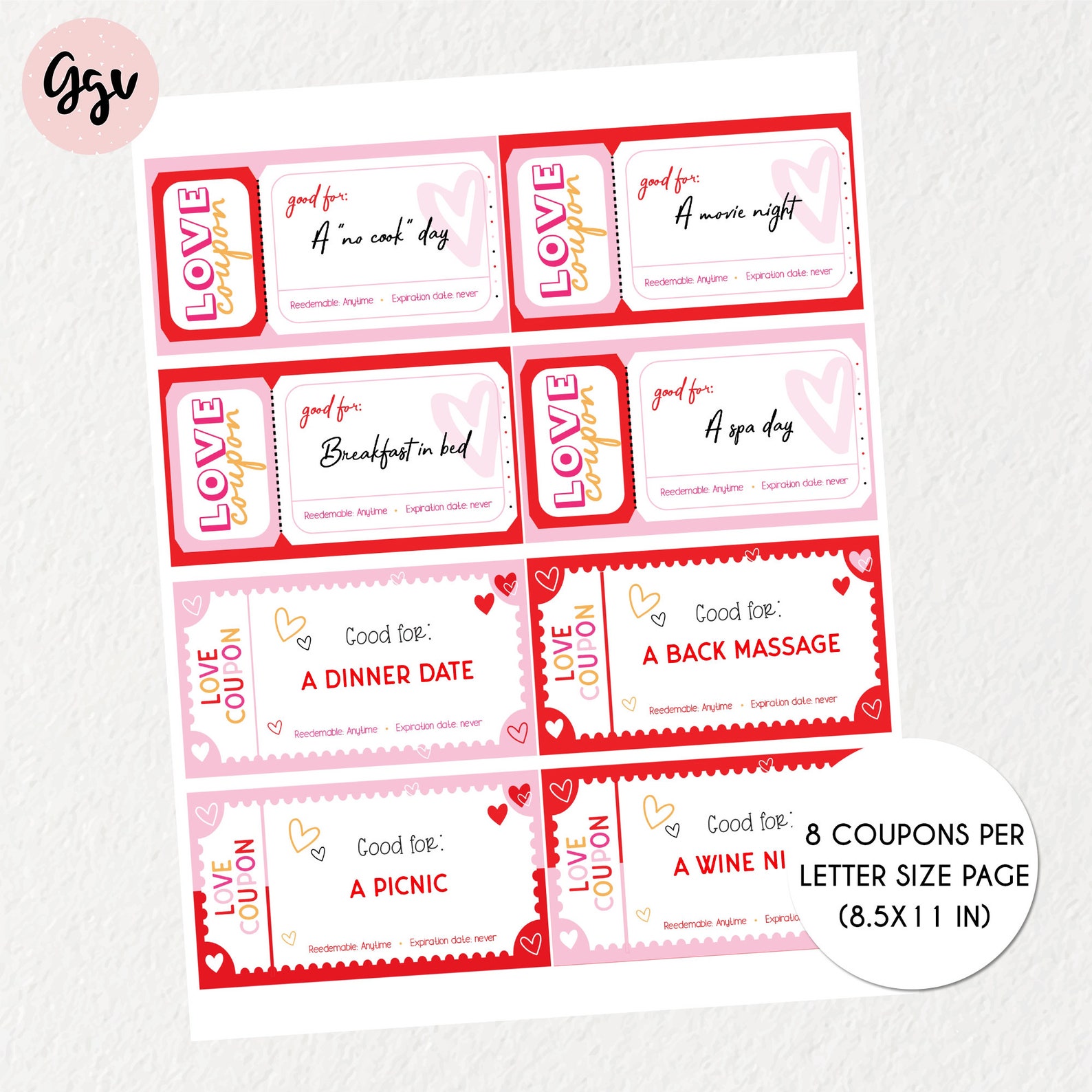 Valentine's Day Love Coupons Editable Love Coupons - Etsy