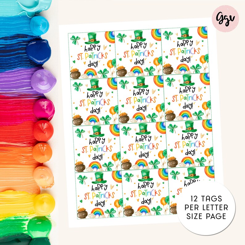 St. Patrick's Day Printable Gift Tags: Rainbow Treat Tags (digital ...
