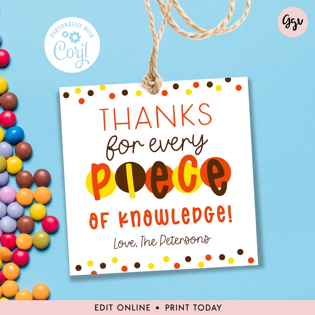 Reeses Pieces Editable Appreciation Tag Teacher Thank You - Etsy