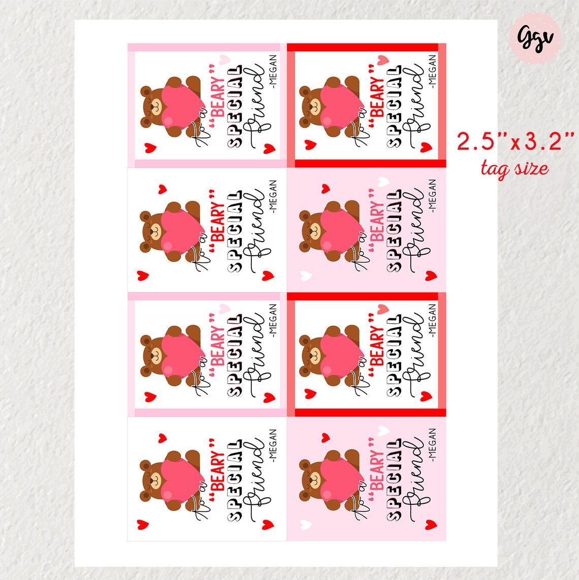 VALENTINE'S DAY TAGS printable valentine tags valentine | Etsy