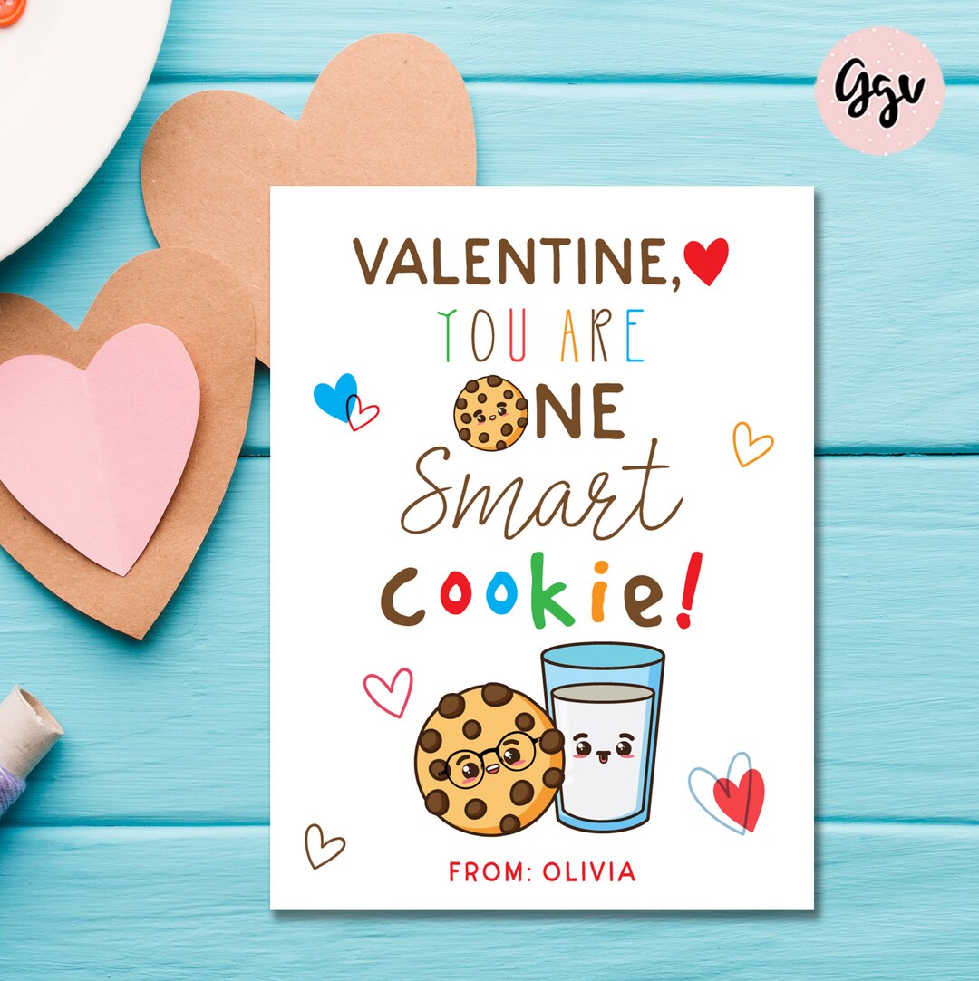 Smart Cookie Valentine's Day Tags: Printable Classroom Cards (digital ...