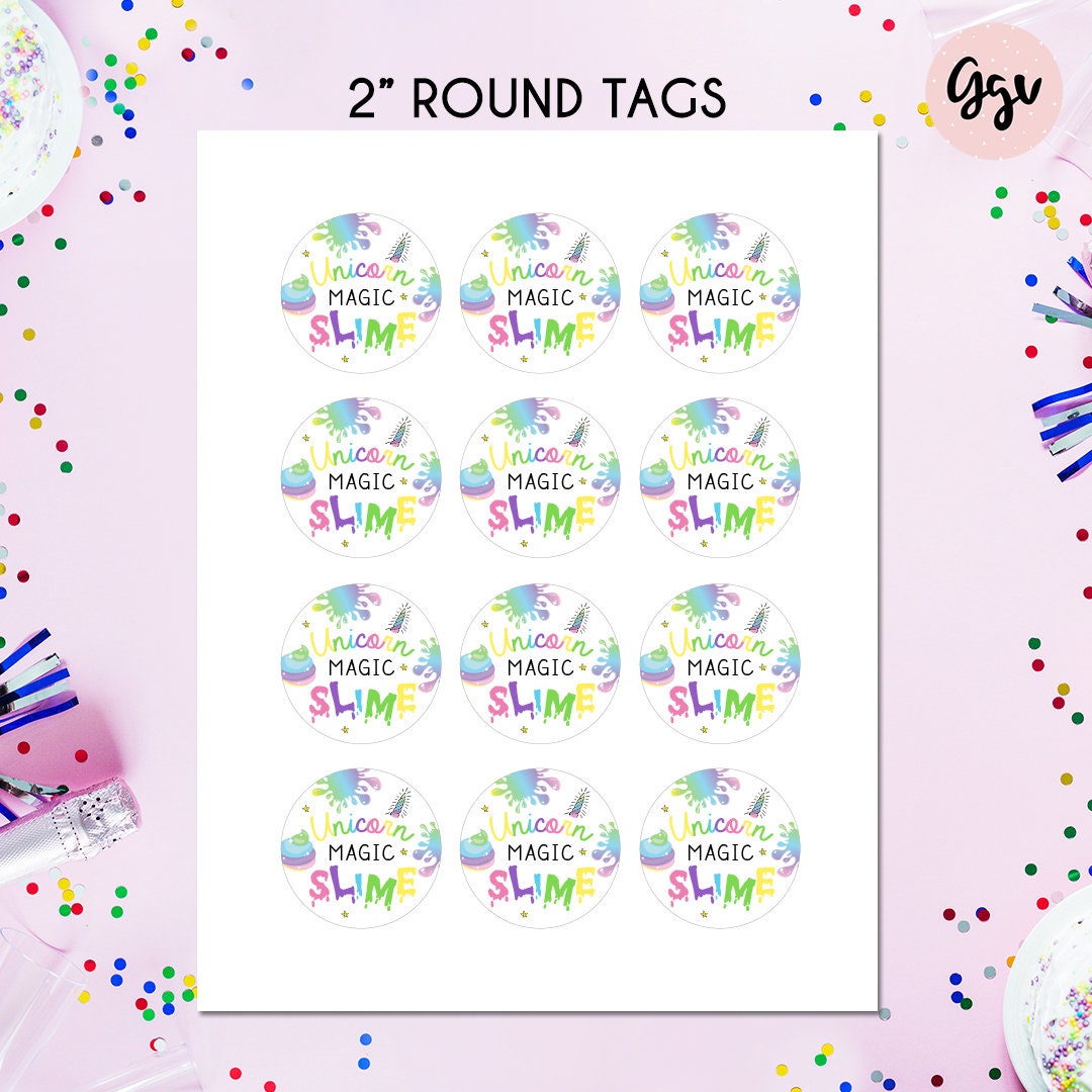 UNICORN SLIME PARTY favors slime favor tags slime stickers | Etsy