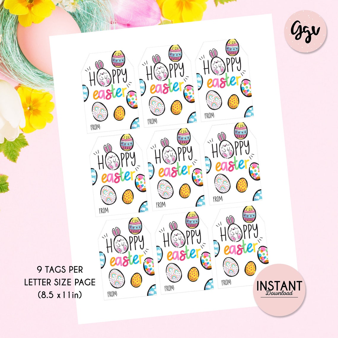 Hoppy Easter Bunny Printable Tags Easter Basket Gift Tags - Etsy