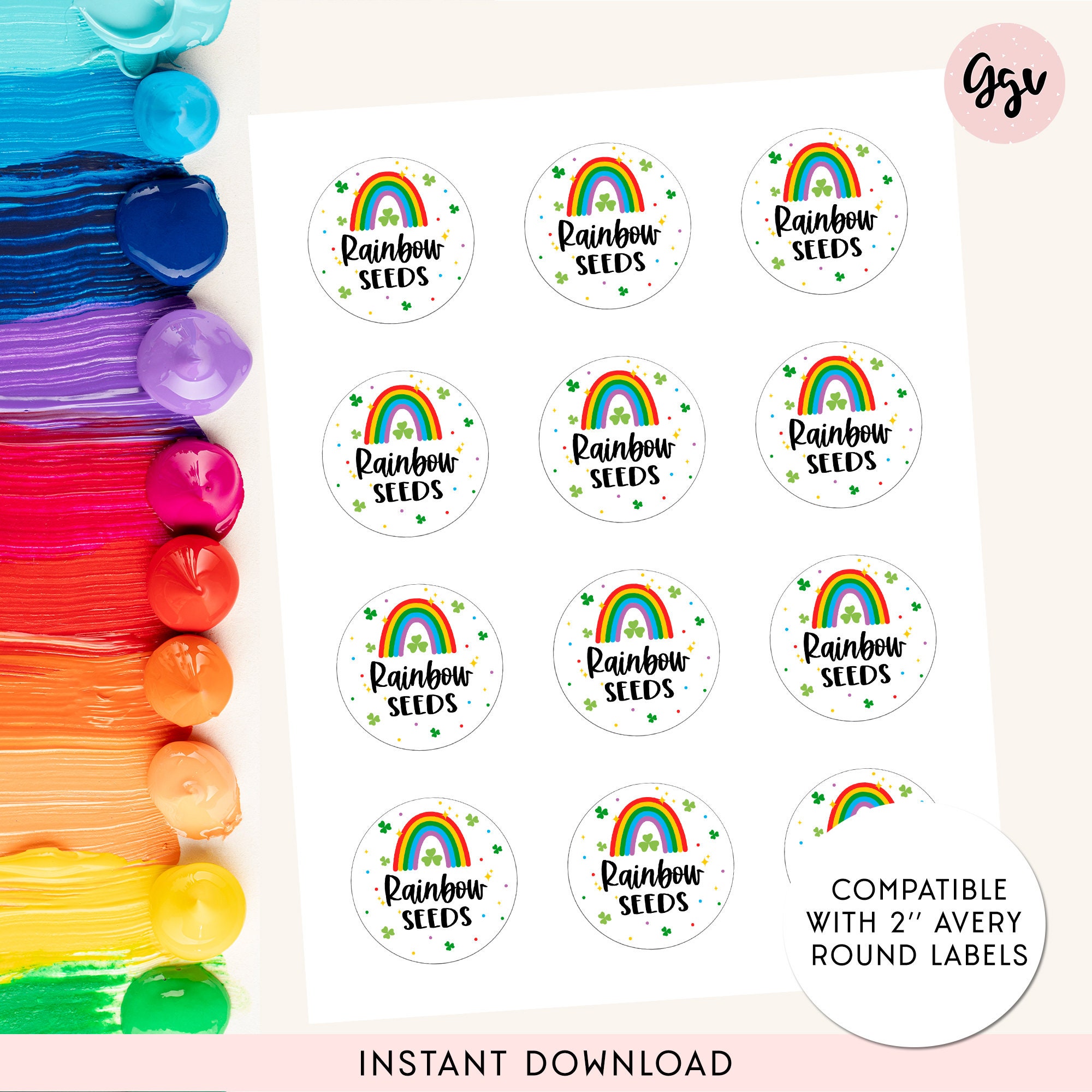 St. Patricks Day Rainbow Seeds Printable Tag St. Patricks - Etsy