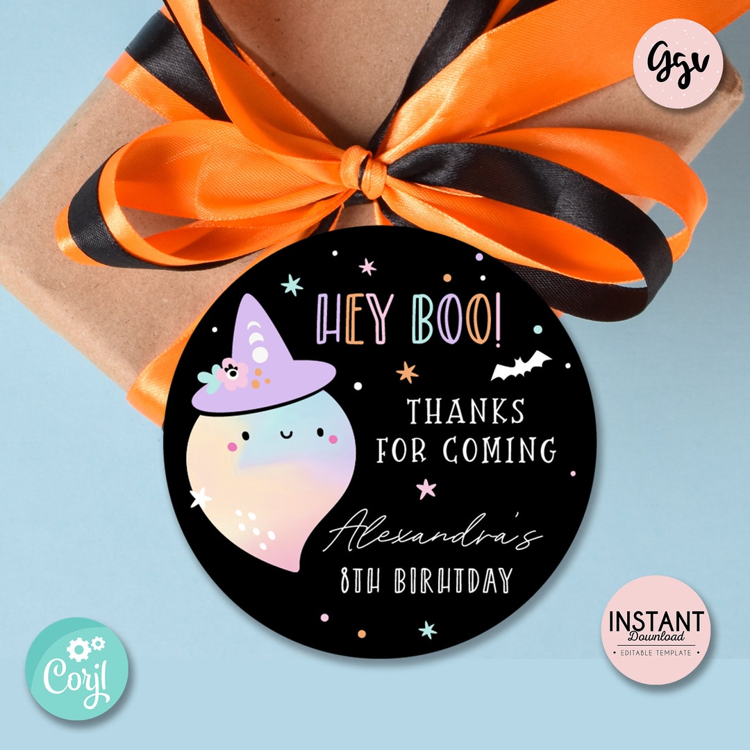 Editable Pastel Halloween Ghost Gift Tag, Girly Ghost Favor Tag, Pink ...