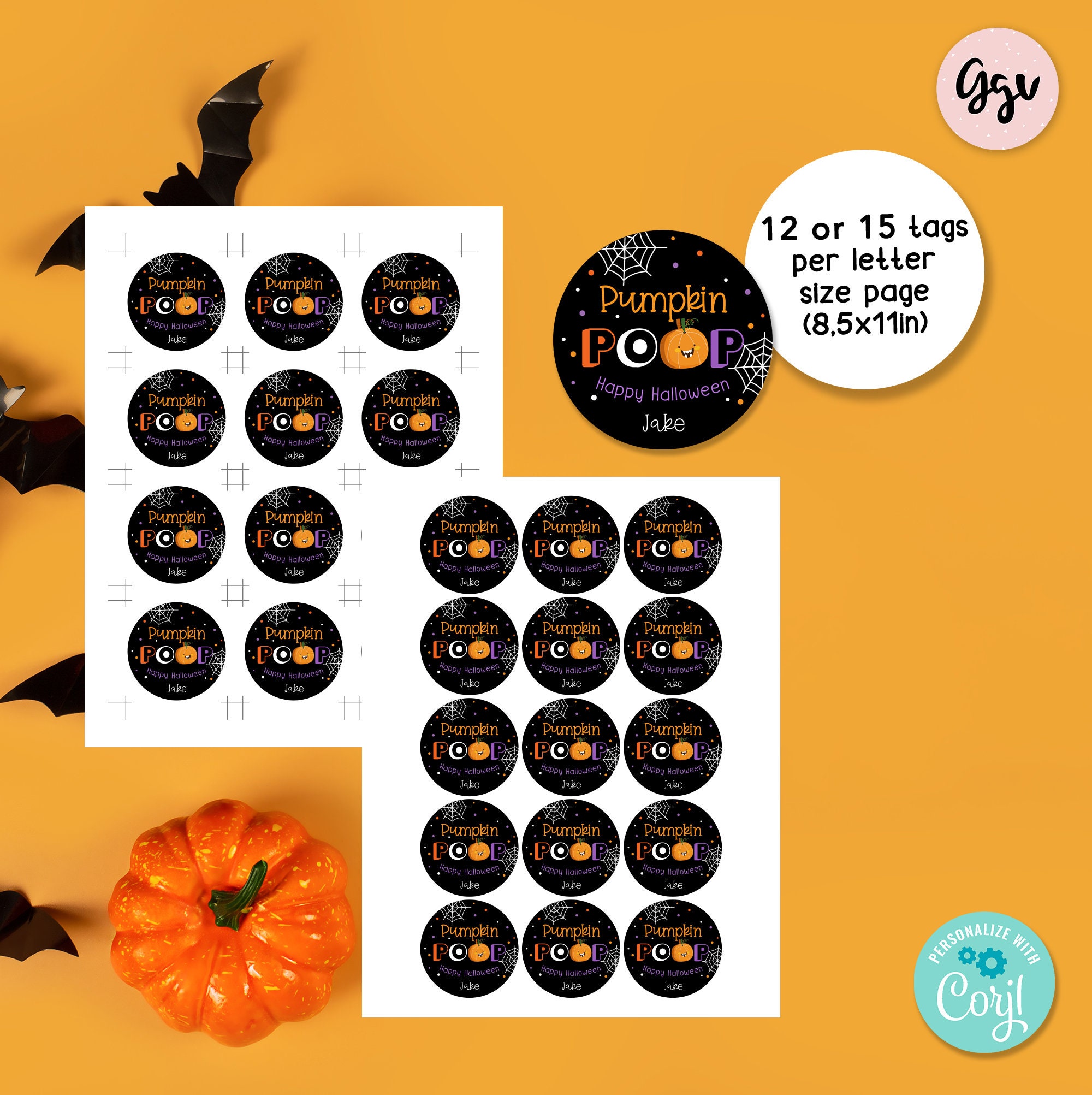 Pumpkin Poop Printable Tag Halloween Gift Tag Editable - Etsy