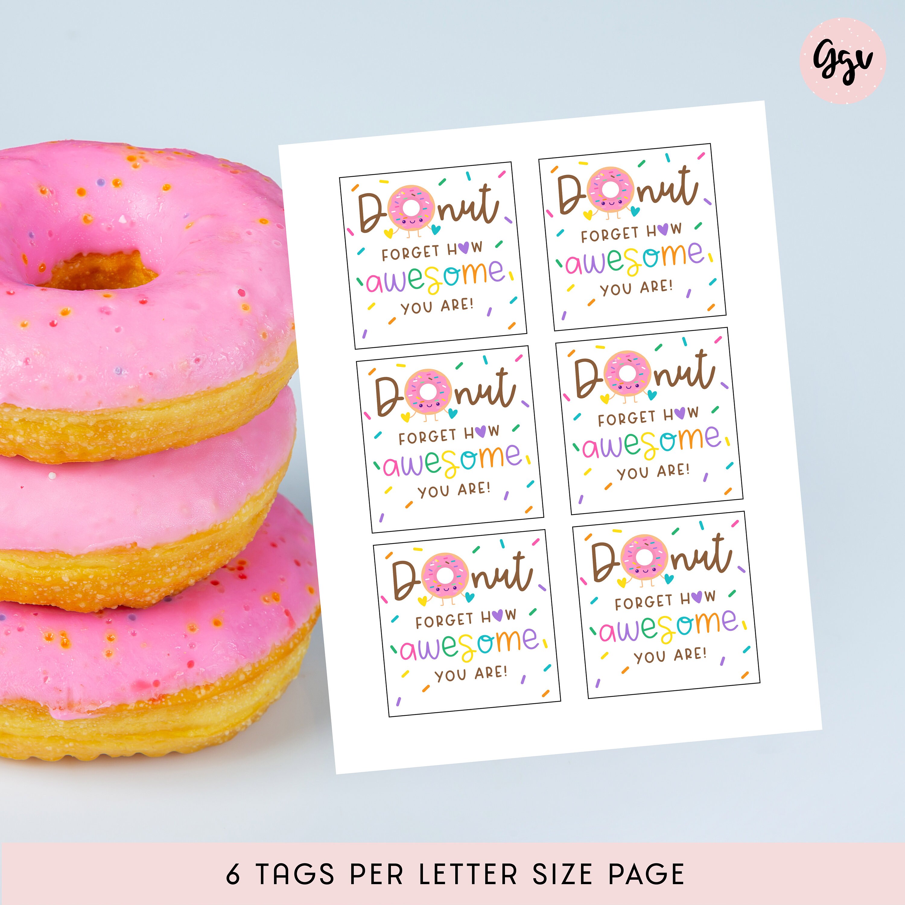 Donut Valentine's Day Printable Tags (instant Download) - Etsy