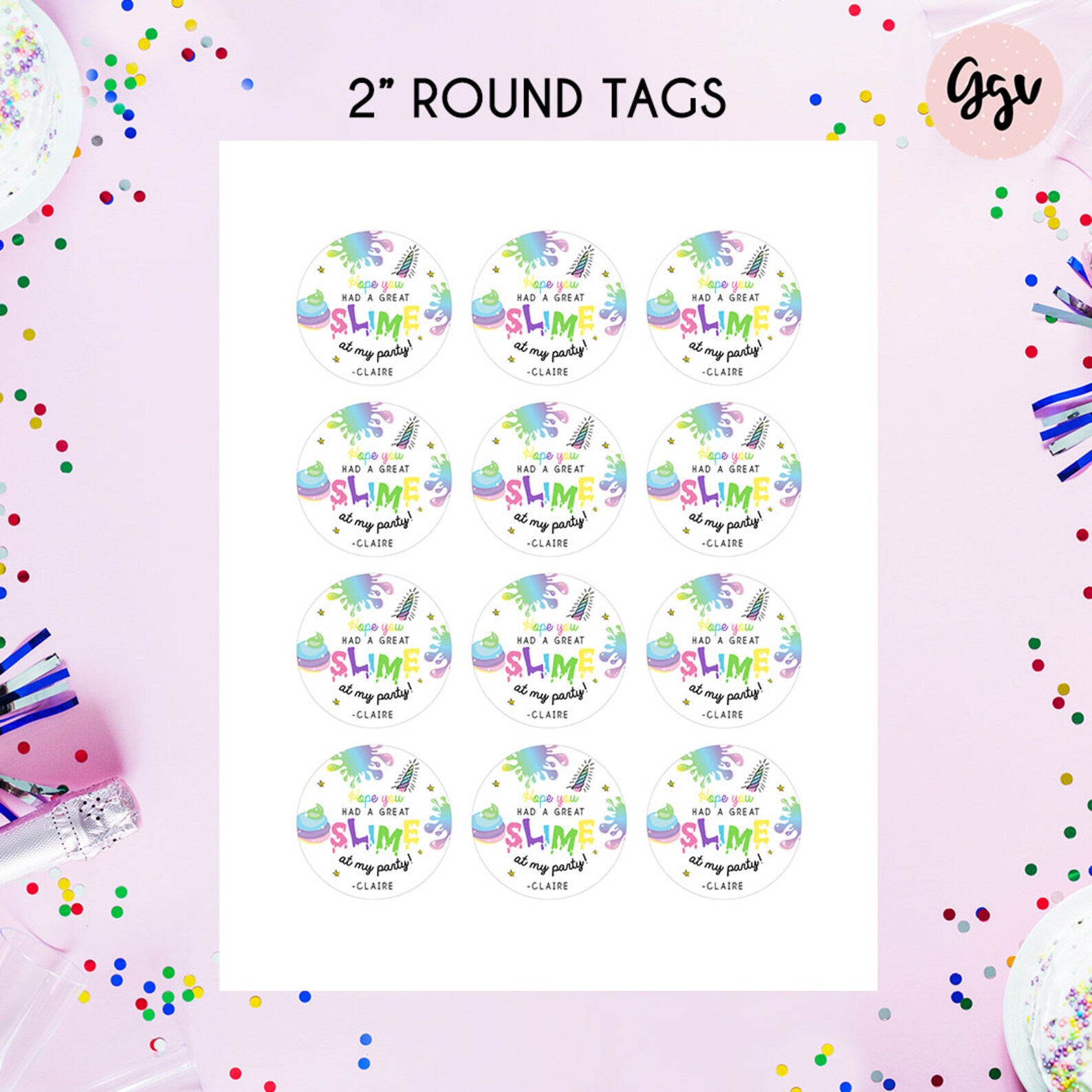 Unicorn Slime Favor Tags Printable unicorn slime party slime | Etsy