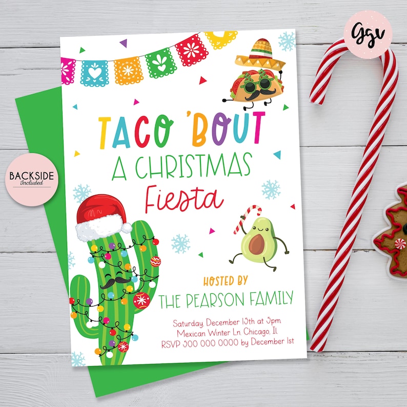 Mexican Fiesta Christmas Party Invitation Holiday Taco Bout a | Etsy