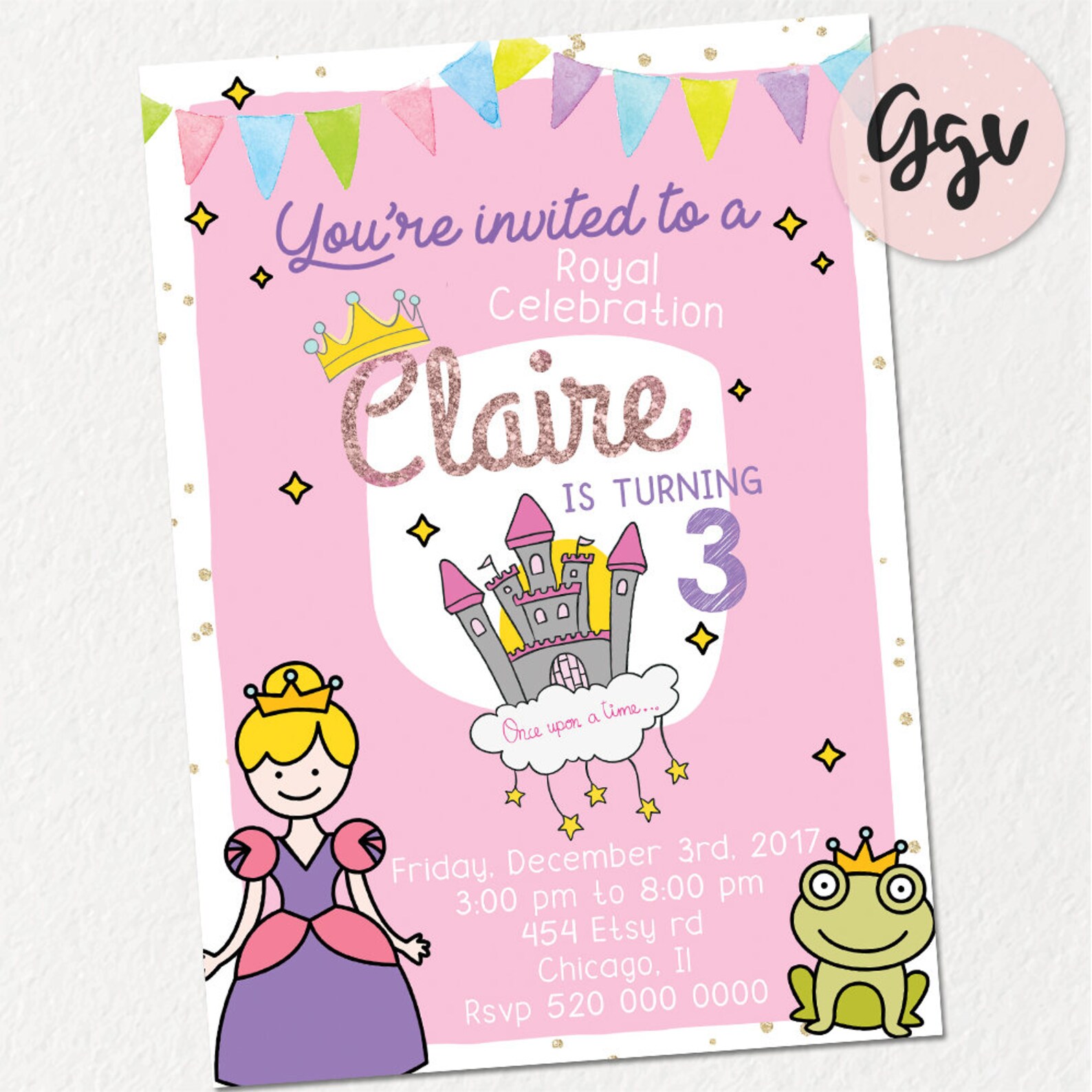 Princess Birthday Invitation, Princess Party, Princess Birthday ...