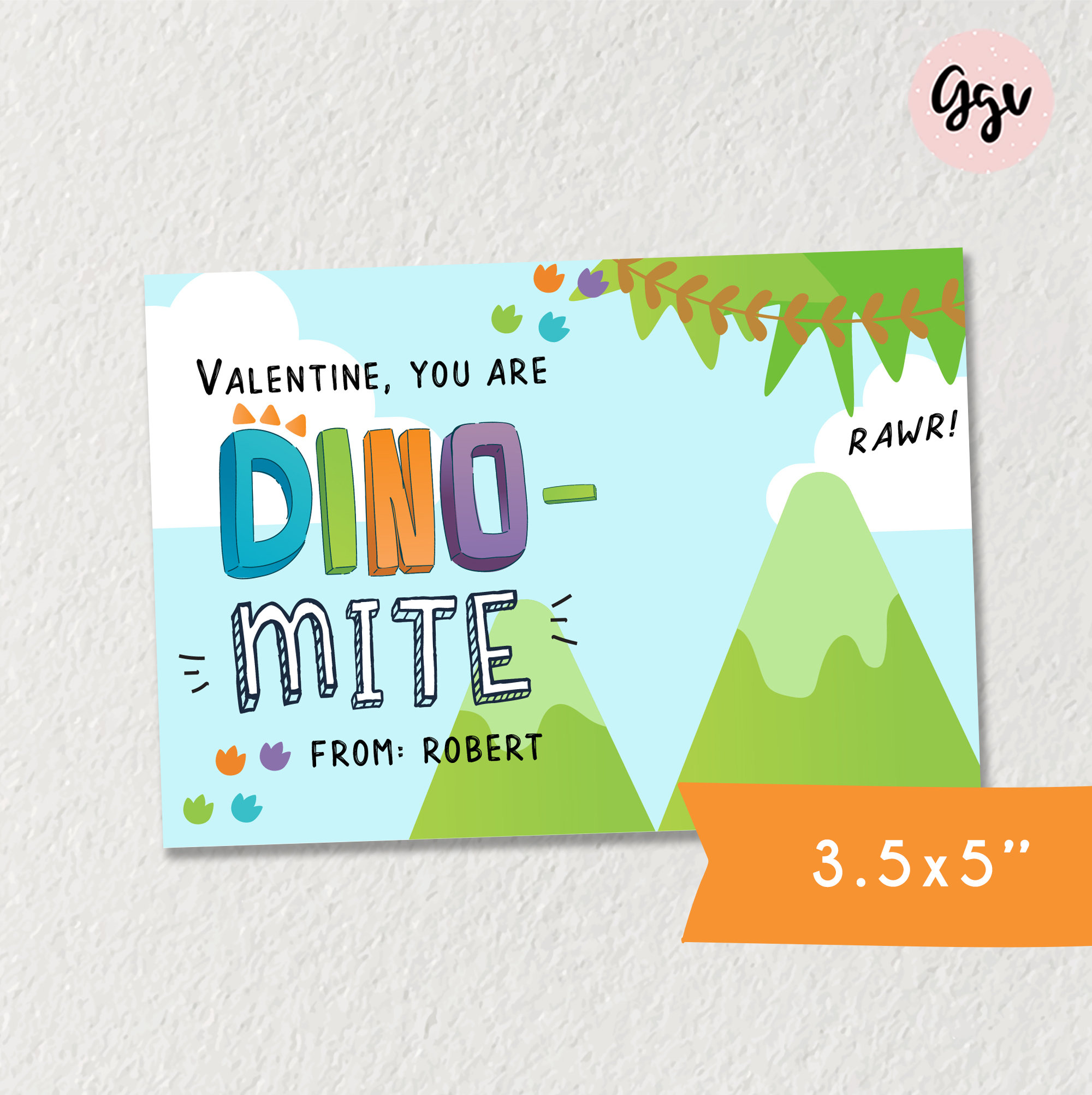 DINO-MITE Valentine's Day Favor Dinosaur Kids Valentine | Etsy