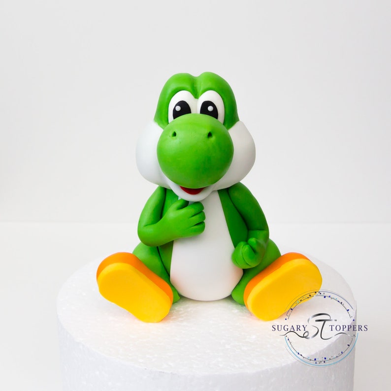 Yoshi Cake Topper - Fondant Cake Decoration - Handmade Cartoon Topper ...