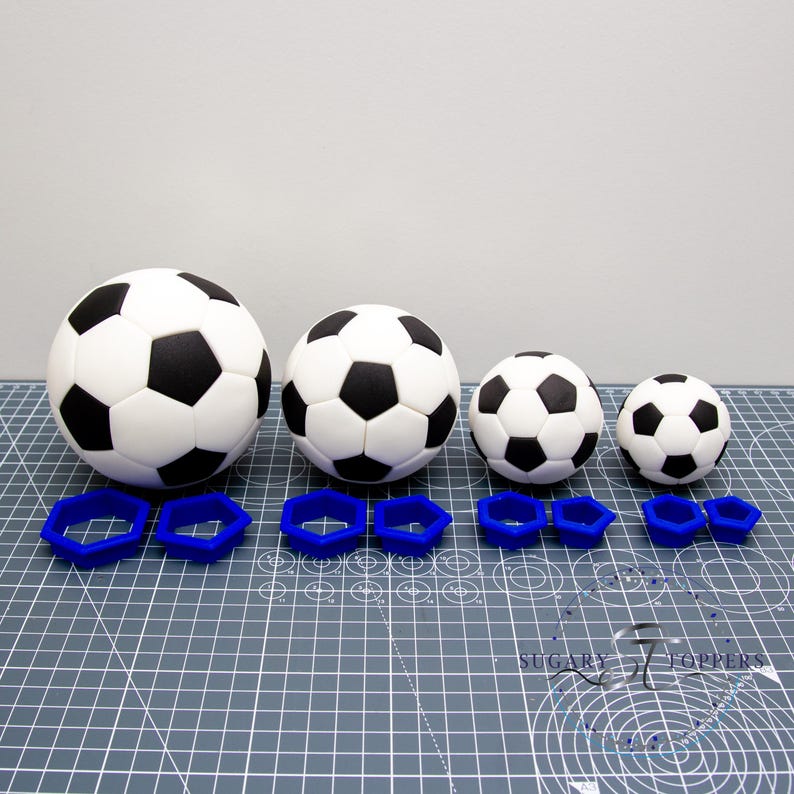 Football Soccer Cutter Set - 3D Printed Fondant Cutters - for Making ...