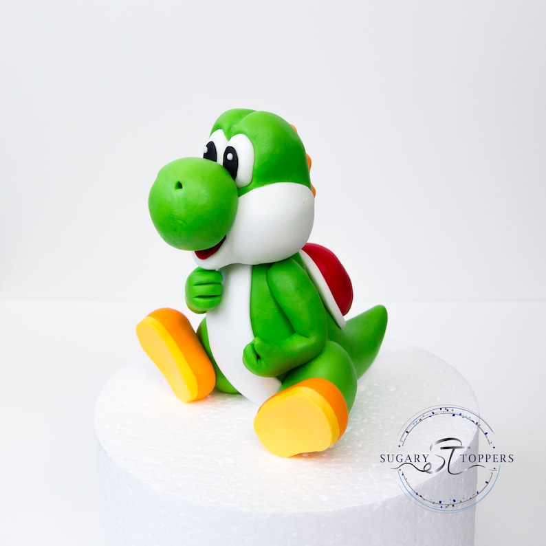 Yoshi Cake Topper - Fondant Cake Decoration - Handmade Cartoon Topper ...