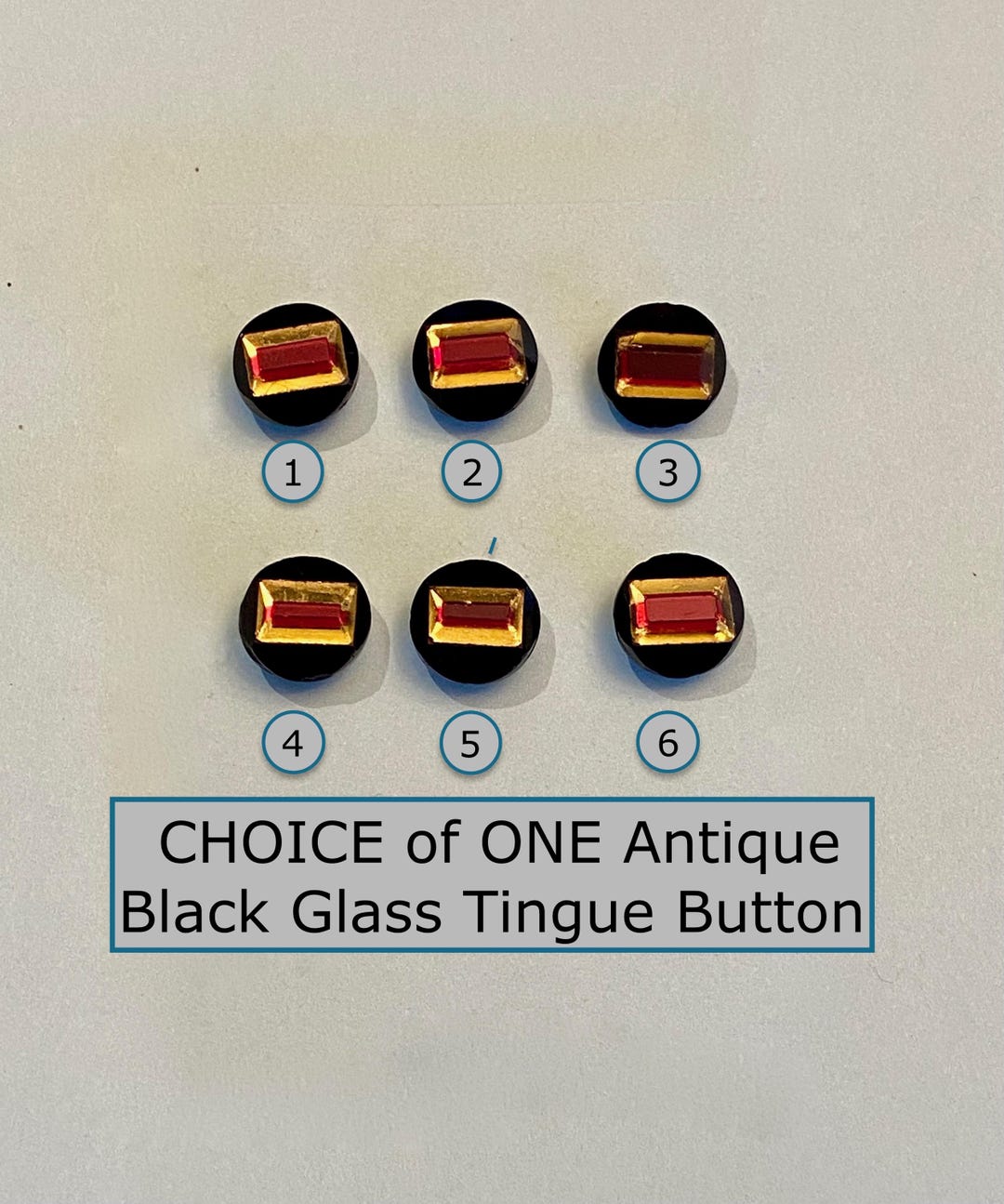 CHOICE of ONE Black Glass Tingue Button Antique 19th Century NBS Small ...